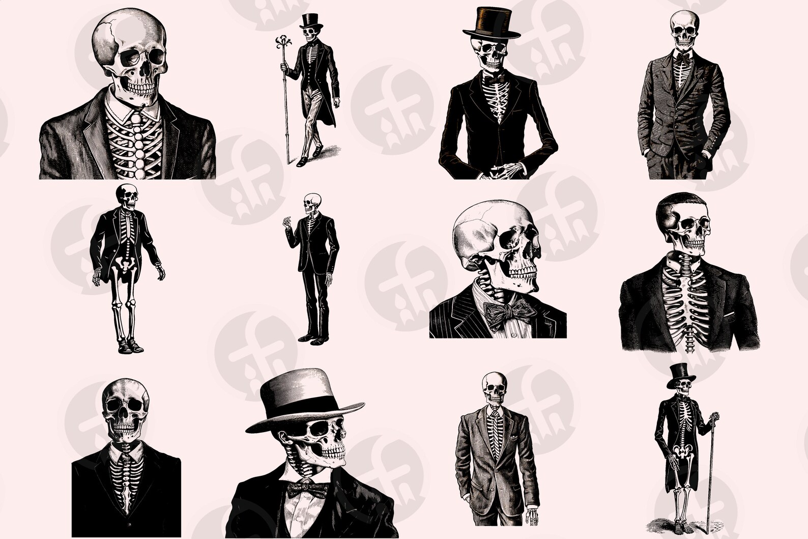 Skeleton in Suit SVG Bundle 36 Vintage Engraving Cut Files - Etsy