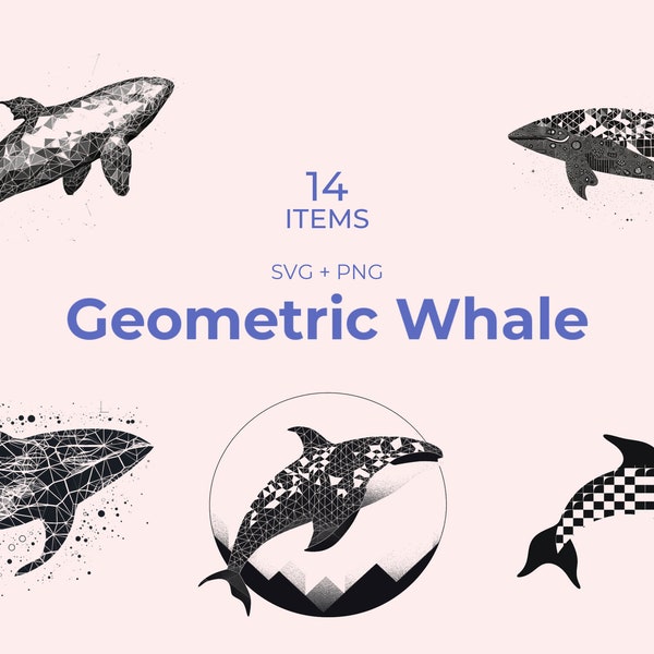 Geometric Whale - Etsy