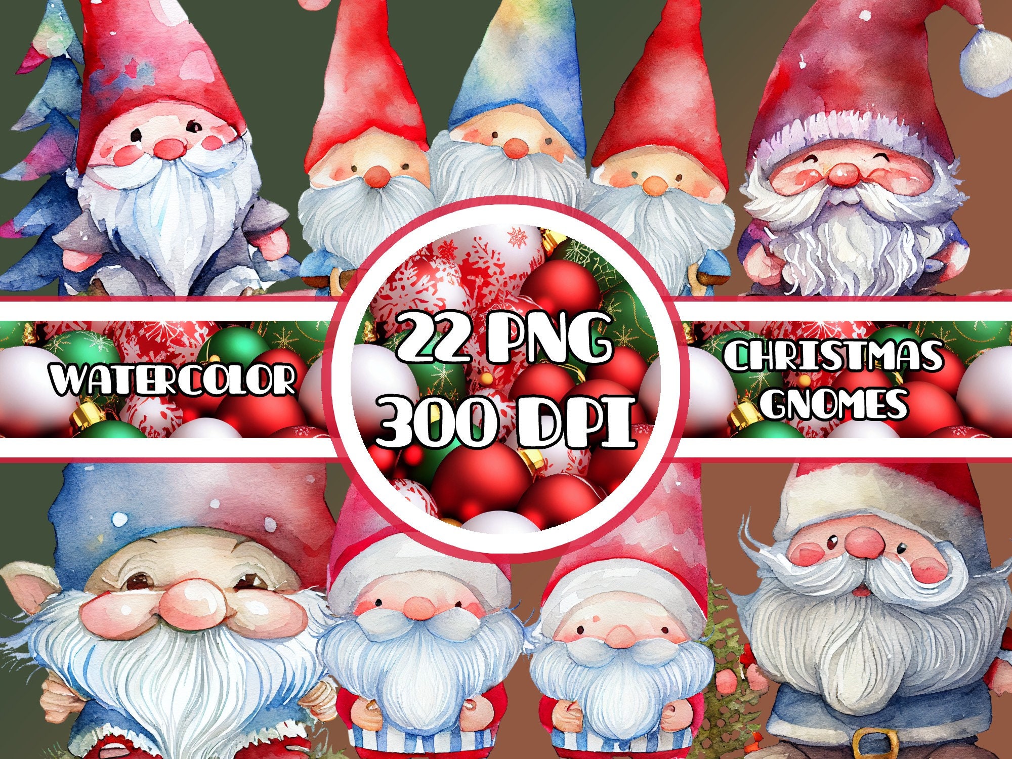 Christmas Gnomes Clipart Bundle 22 Watercolor Transparent - Etsy
