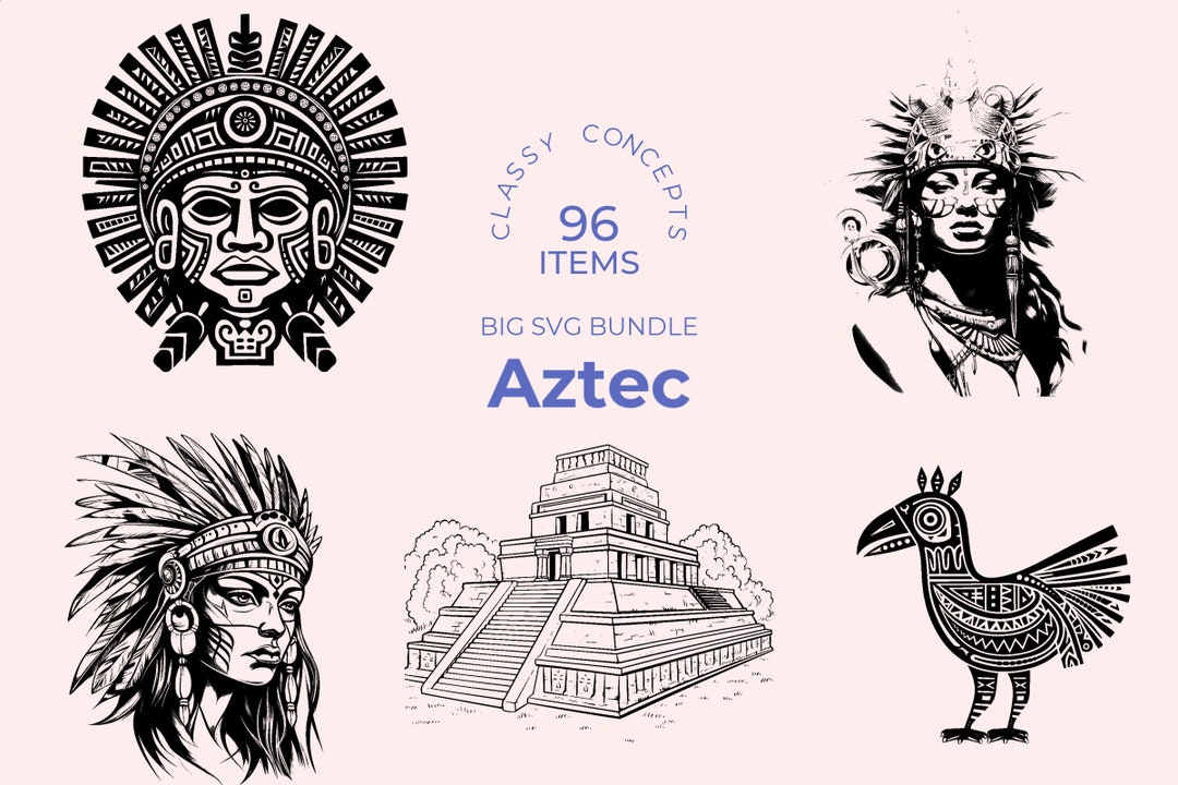 Aztec SVG Bundle 96 Unique Designs Ancient Mesoamerican Art Sublimation ...
