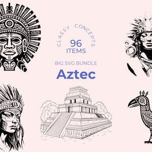 Aztec SVG Bundle 96 Unique Designs Ancient Mesoamerican Art Sublimation ...