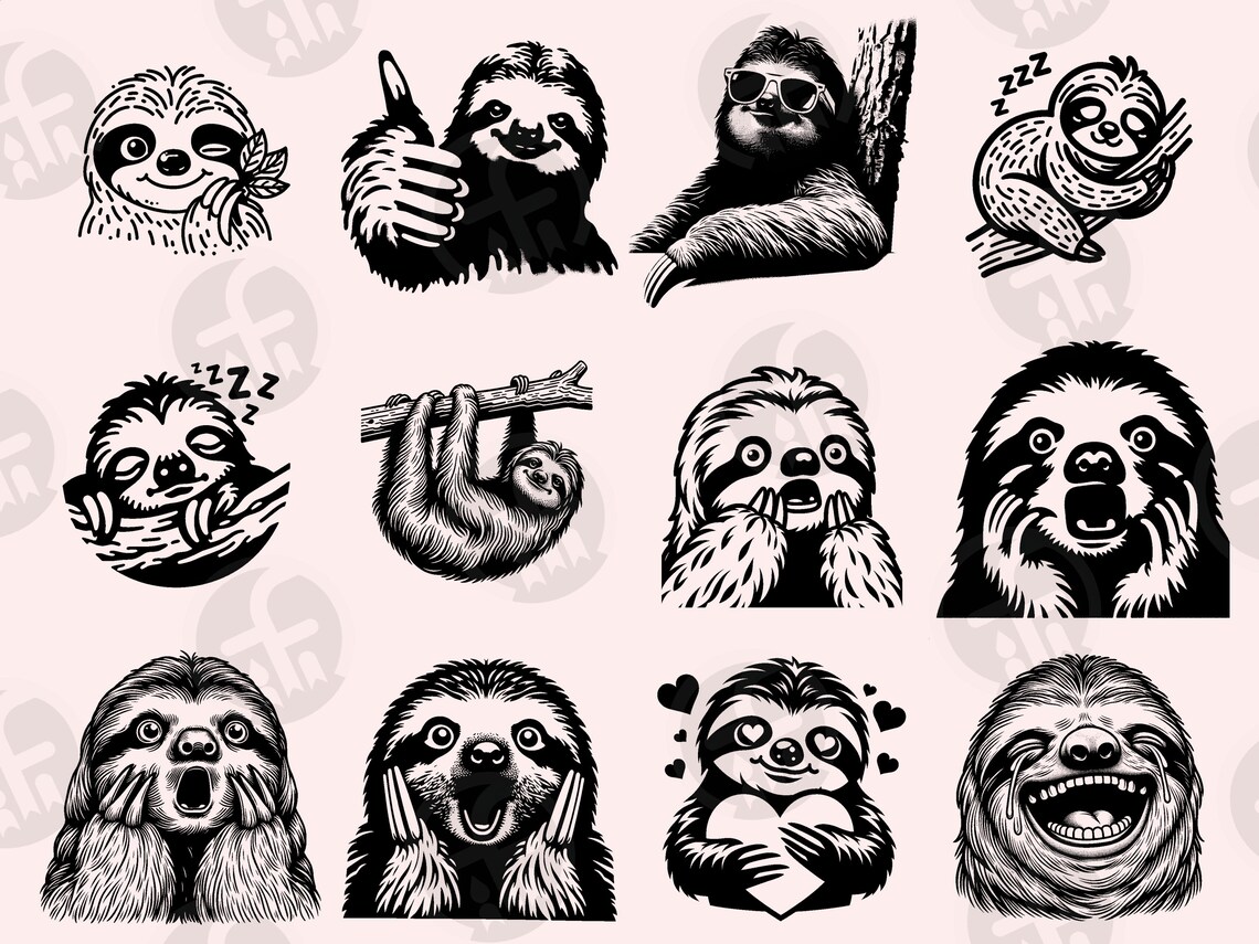 Sloth SVG Bundle: 96 Designs for Cricut, Laser Cutting, Sublimation ...