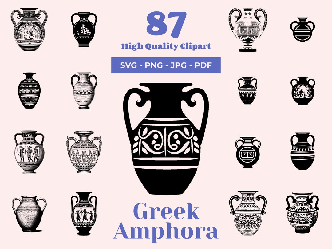 Greek Amphora SVG Bundle: Ancient Pottery Clipart (87 Designs) (digital ...