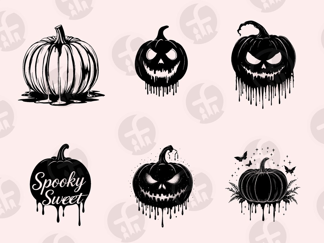 Dripping Pumpkin SVG Bundle: 36 Halloween Clipart Designs (digital ...