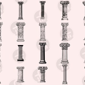Roman Column SVG Bundle - 126 Cut Files - Ancient Architecture in Black ...
