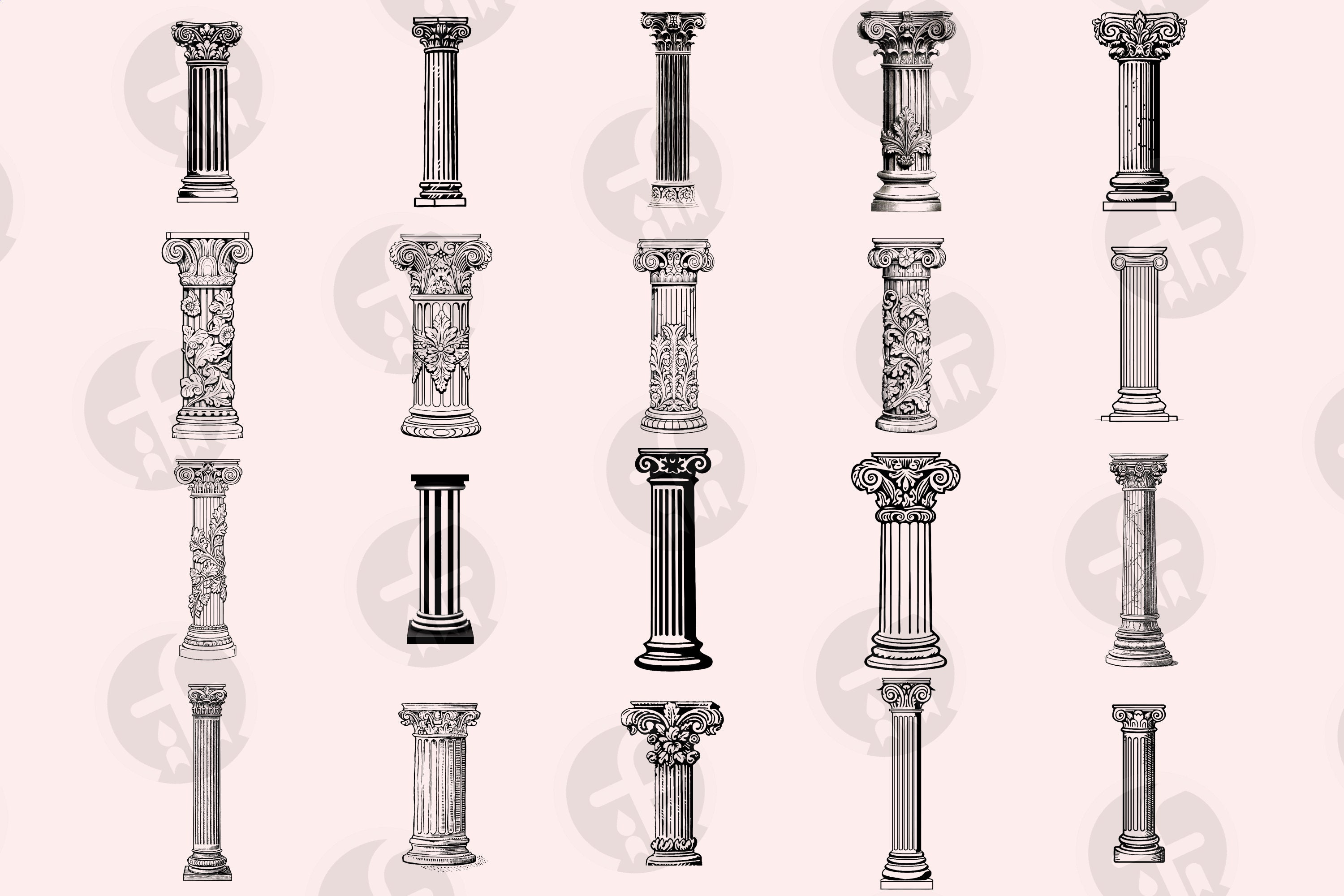 Roman Column SVG Bundle 126 Cut Files Ancient Architecture - Etsy