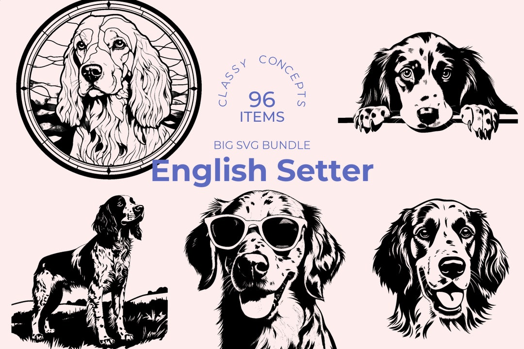 English Setter SVG Bundle 96 Cut Files Classic Sporting Dog Art ...
