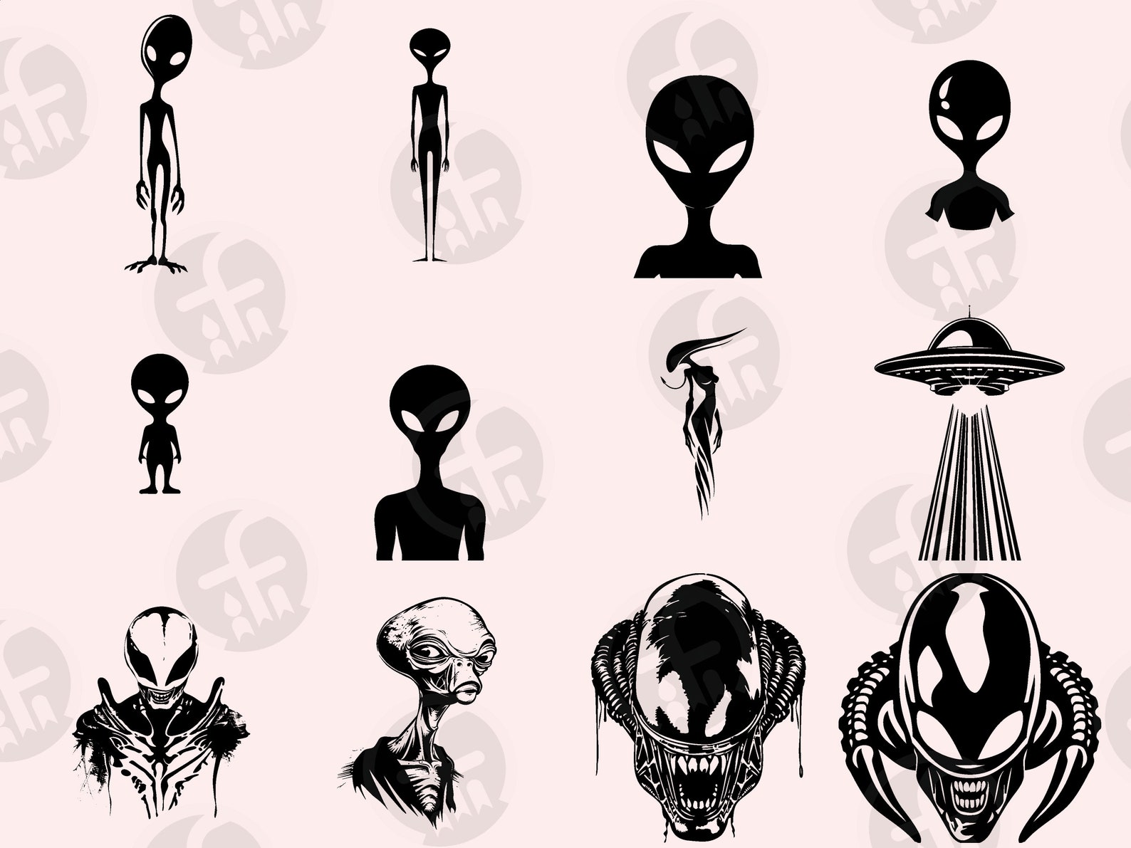 Alien SVG Bundle: 96 Sci-fi Cut Files for Cricut & Sublimation (digital ...