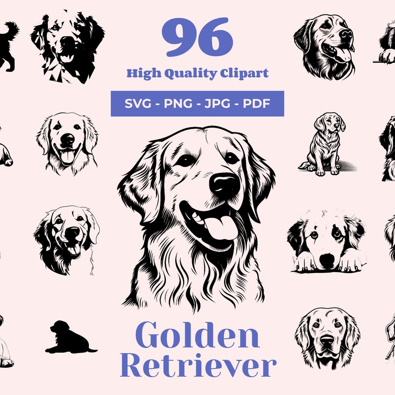 Golden Retriever Svg - Etsy