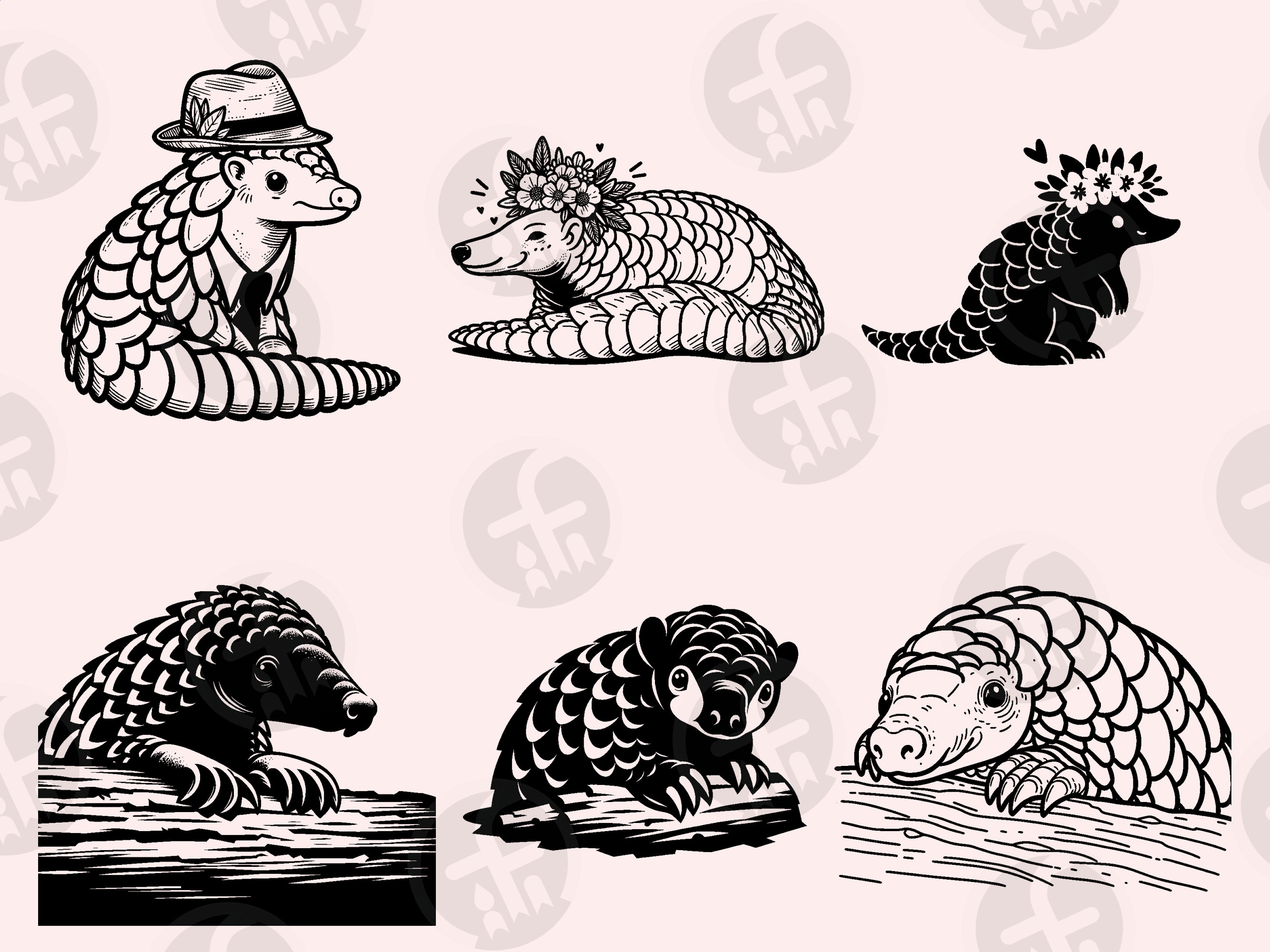 Pangolin SVG Bundle: 36 Scaled Animal Designs (digital Download) - Etsy