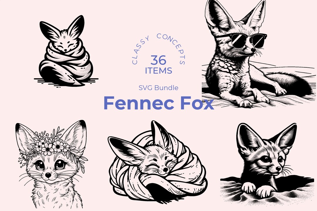 Fennec Fox SVG Bundle 36 Cut Files Desert Fox Designs for Laser Cutting ...