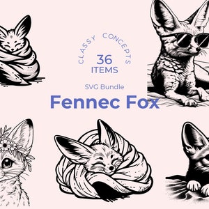 Fennec Fox SVG Bundle 36 Cut Files Desert Fox Designs for Laser Cutting ...