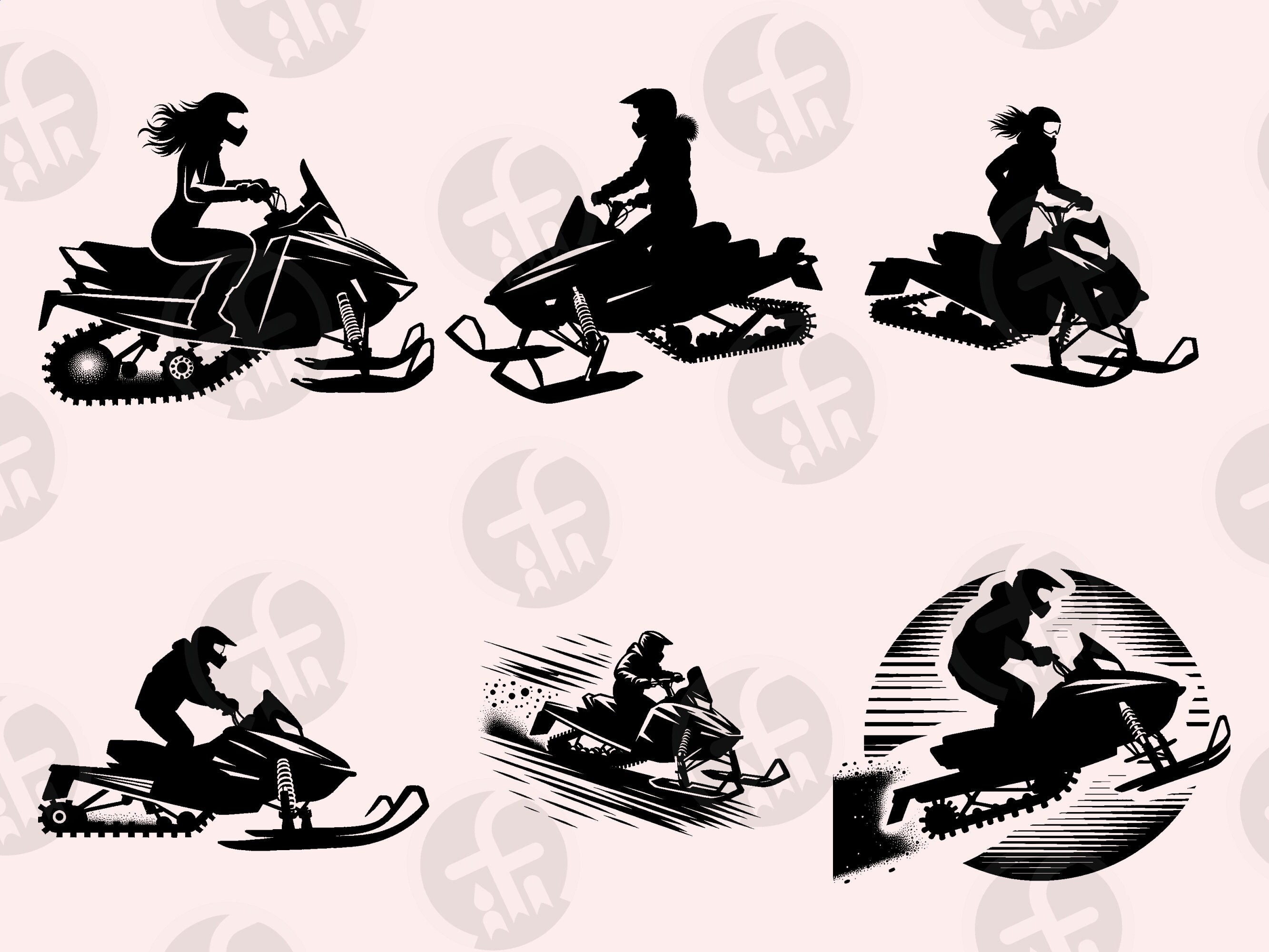 Snowmobile SVG Clipart Bundle: 36 Winter Sports Designs (digital ...
