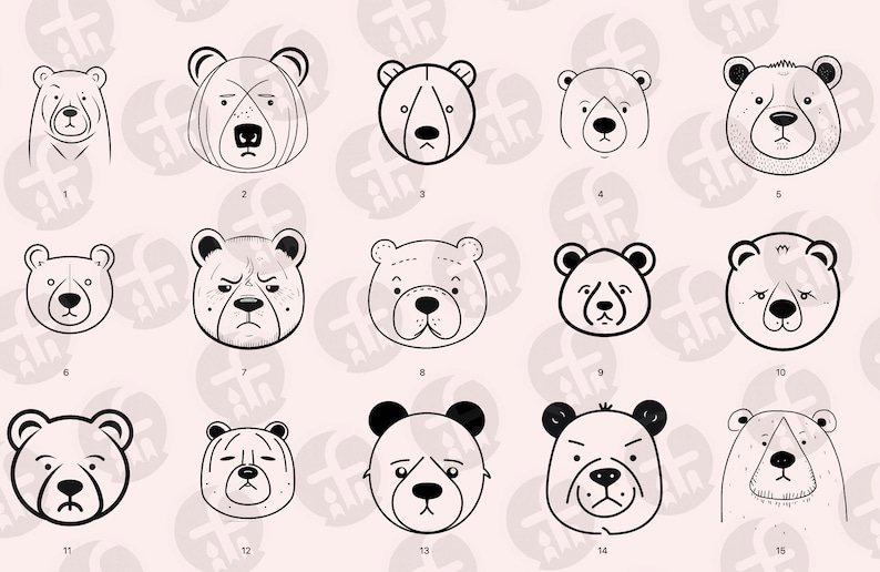 Grumpy Bear SVG 25 Line Art Designs Black and White - Etsy