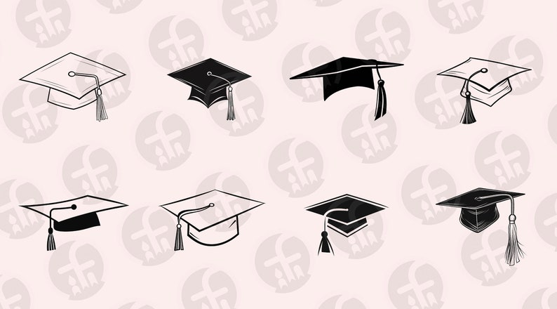 Graduation Cap SVG 8 Minimalist Black and White Designs Graduation Hat ...