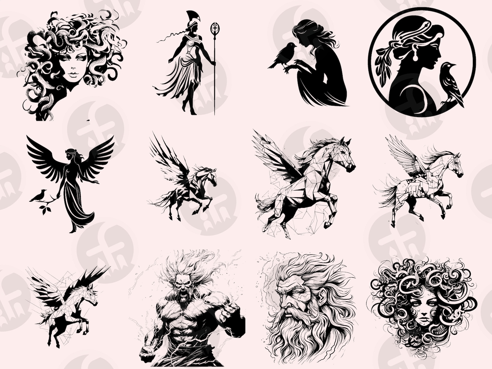 Greek Mythology SVG Bundle - 96 Cut Files - Olympus Gods - Sublimation ...