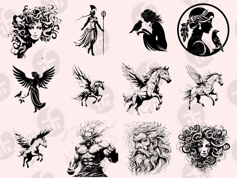 Greek Mythology SVG Bundle - 96 Cut Files - Olympus Gods - Sublimation ...