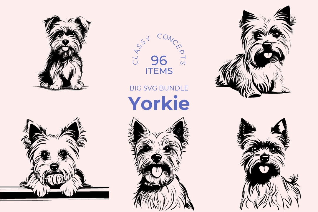 Yorkie SVG Bundle 96 Cut Files Pet Dog Design Cricut SVG Yorkshire ...