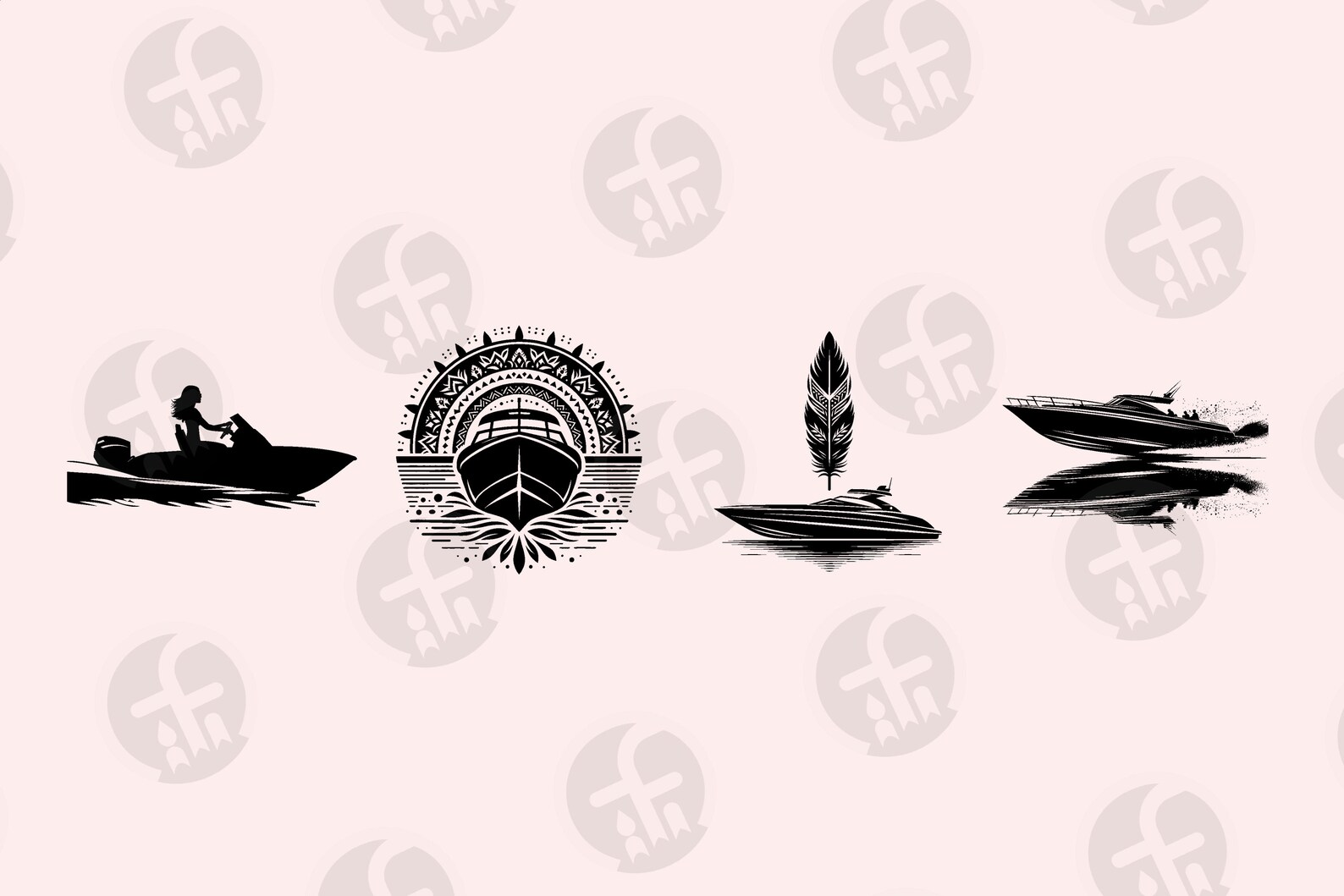 Speedboat SVG Bundle 64 Cut Files High-speed Boat Silhouettes for Laser ...