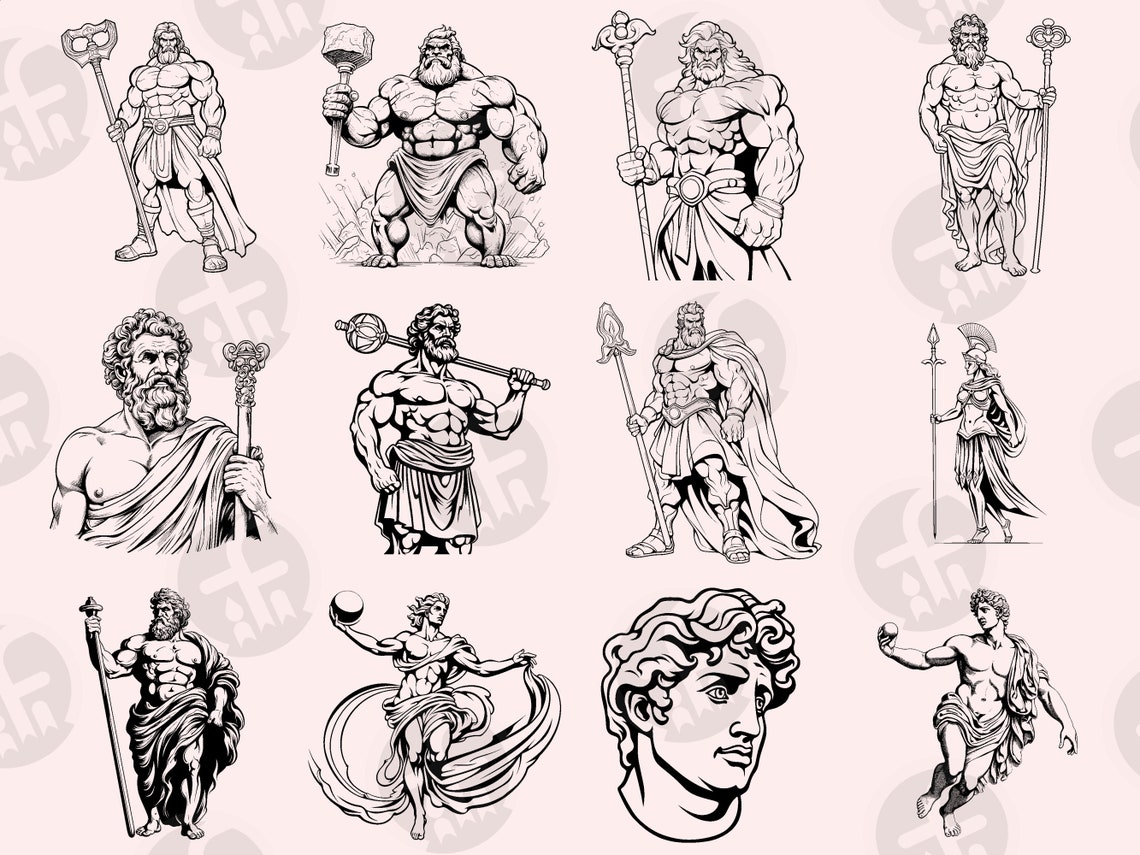 Greek Mythology SVG Bundle - 96 Cut Files - Olympus Gods - Sublimation ...