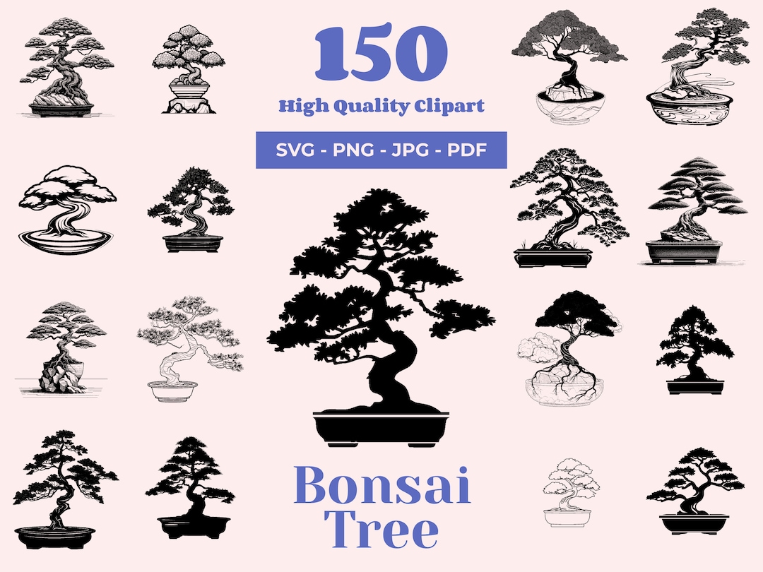 Bonsai Tree SVG Bundle - 150 Cut Files - Japanese Garden Art for Laser ...