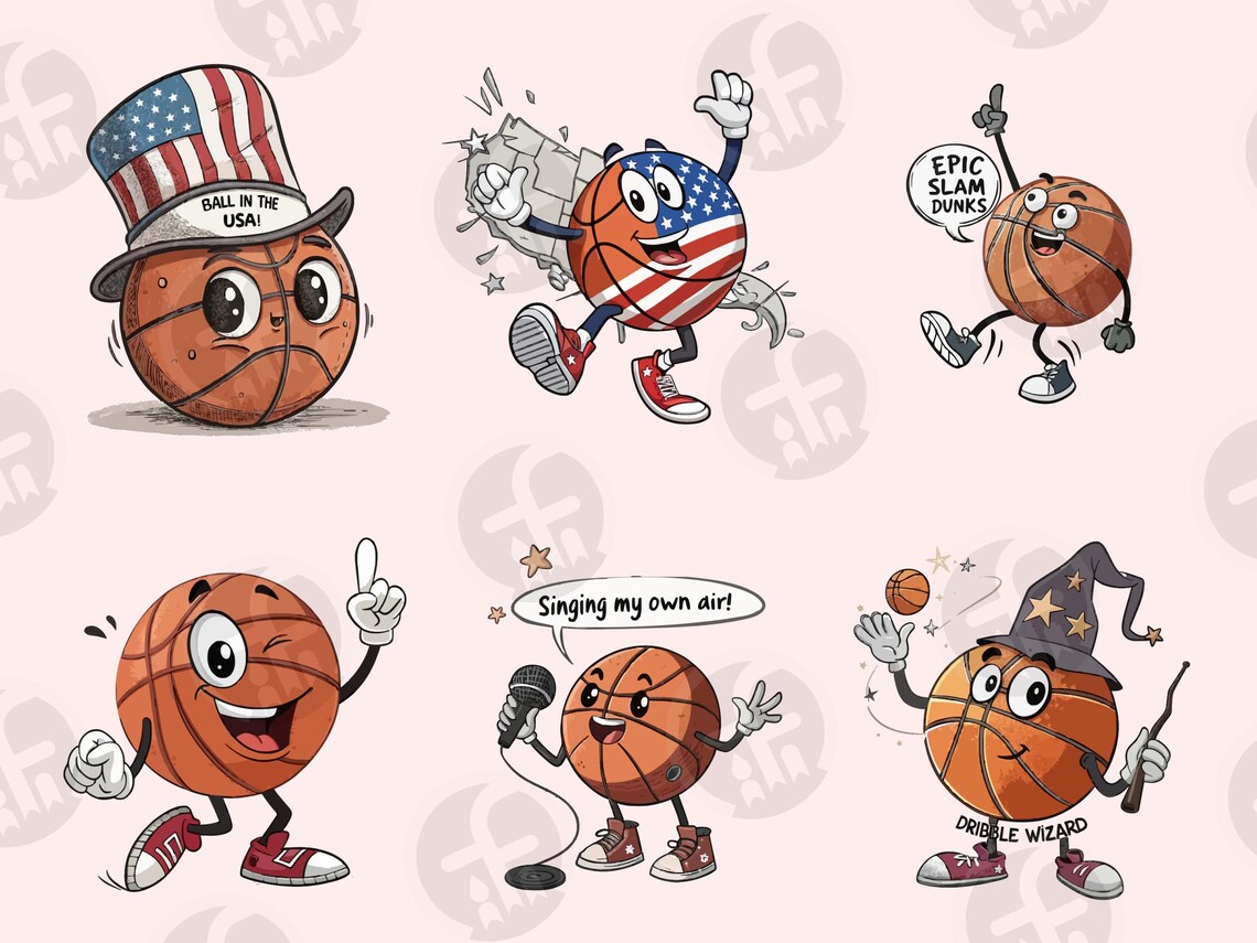 Cartoon Basketball SVG Bundle: Retro Mascot Designs (36 Designs ...