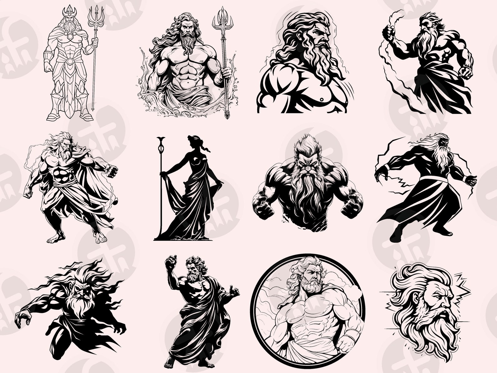 Greek Mythology SVG Bundle - 96 Cut Files - Olympus Gods - Sublimation ...