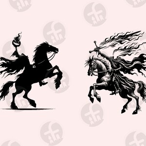 Headless Horseman SVG Bundle: Halloween Clipart, Laser Cut Files ...