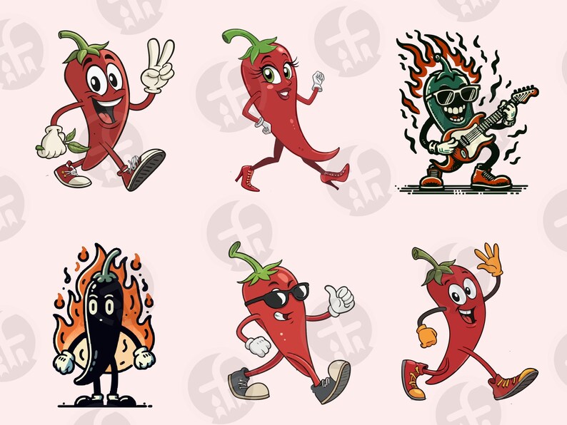 Red Hot Chili Pepper SVG Bundle: Spicy Character Designs (digital ...