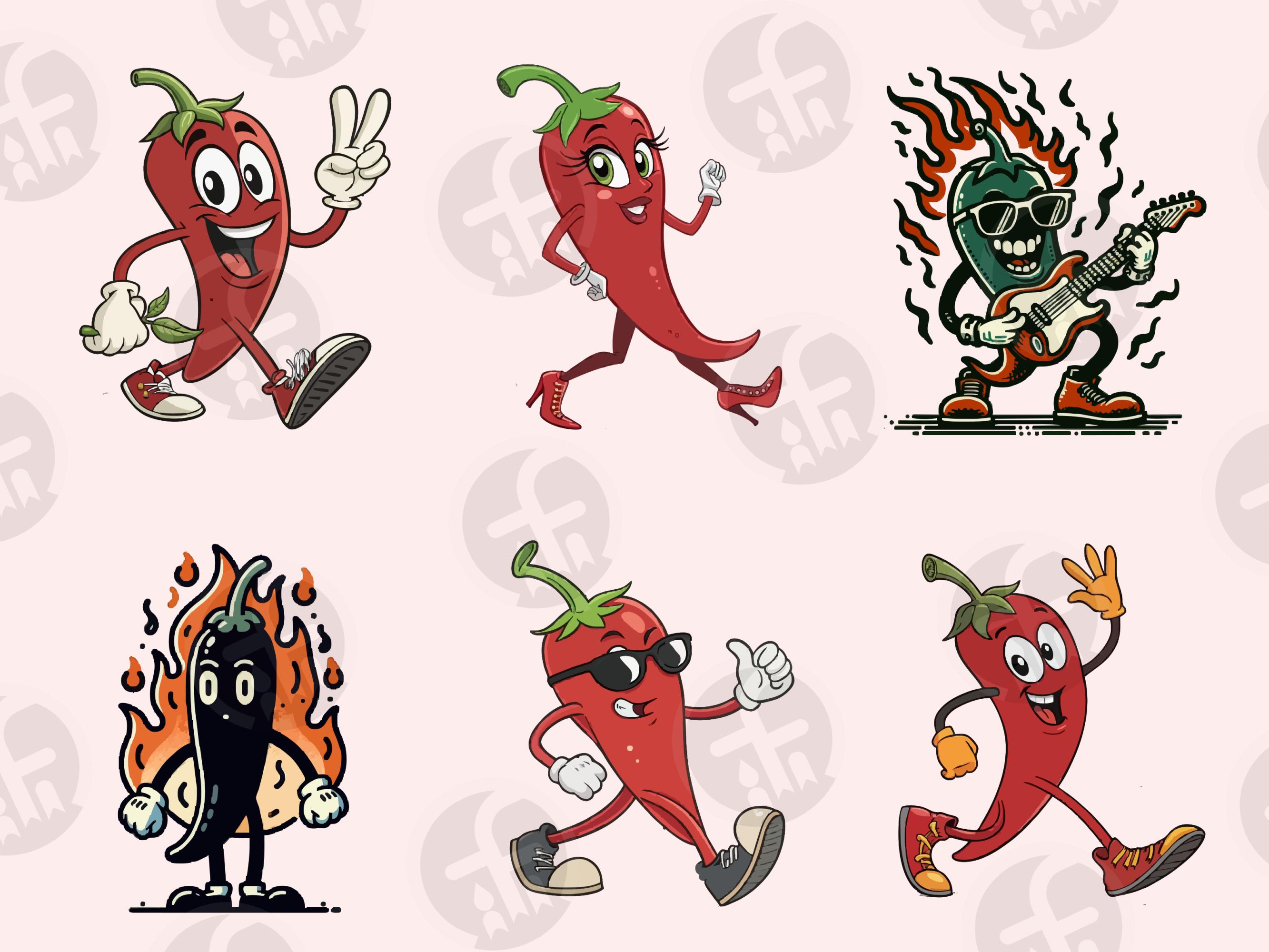Red Hot Chili Pepper SVG Bundle: Spicy Character Designs (digital ...