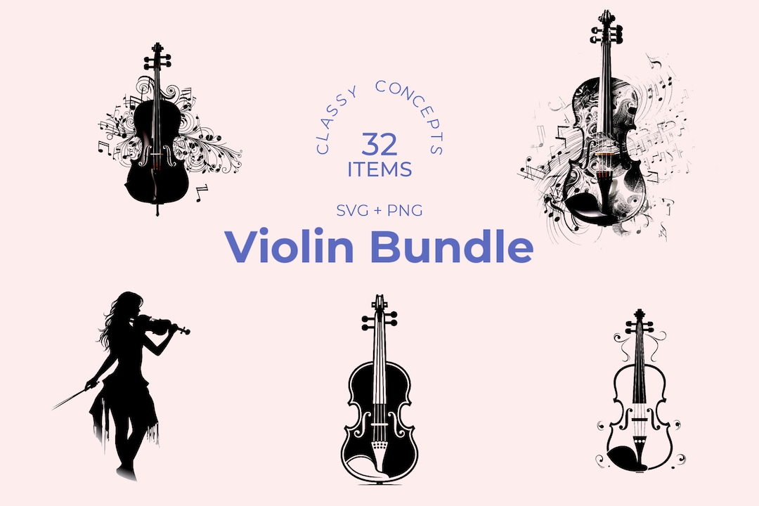 Black and White Violin SVG - 32 Unique Cut Files - Realistic to ...