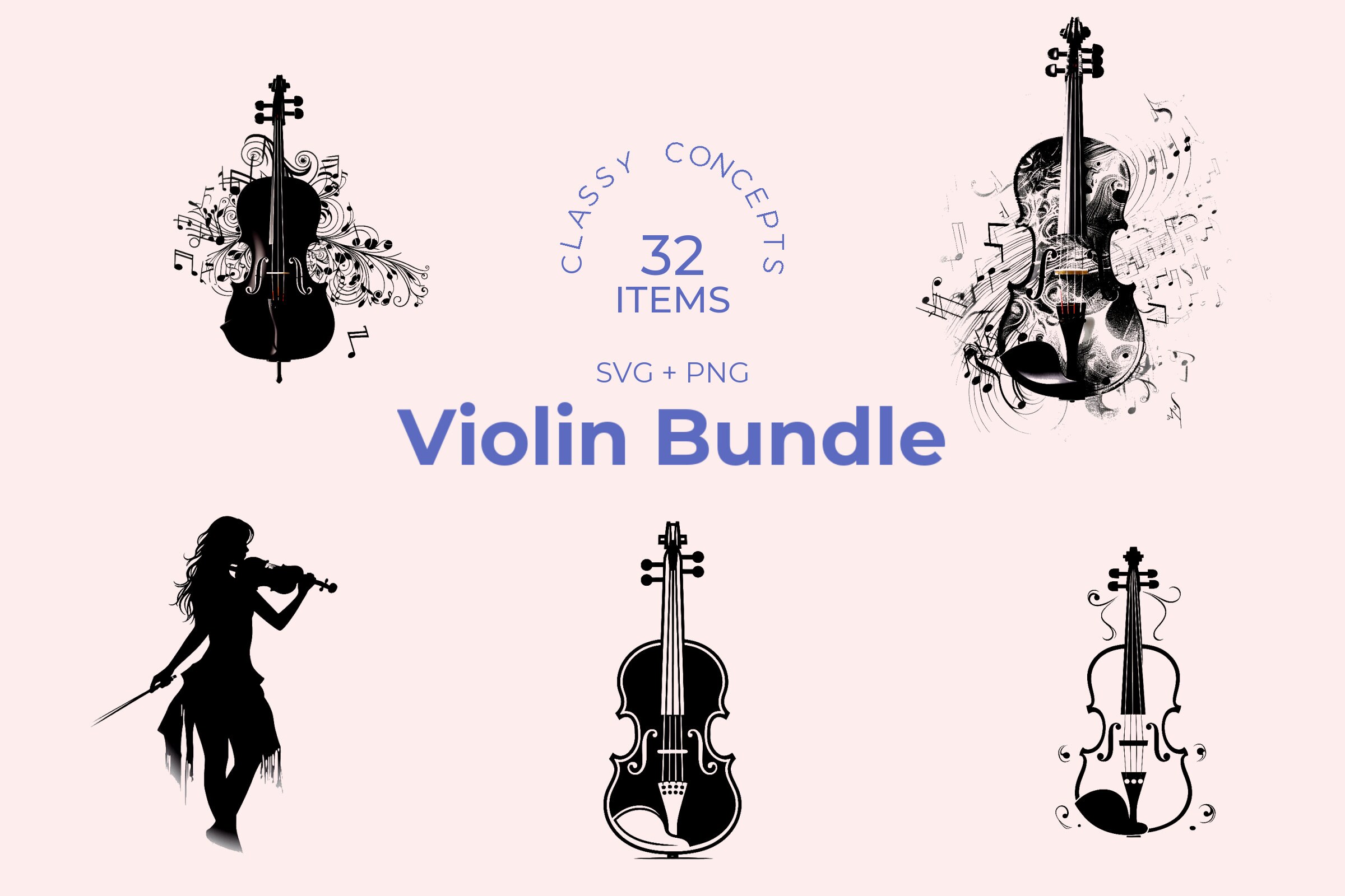 Black and White Violin SVG 32 Unique Cut Files Realistic - Etsy
