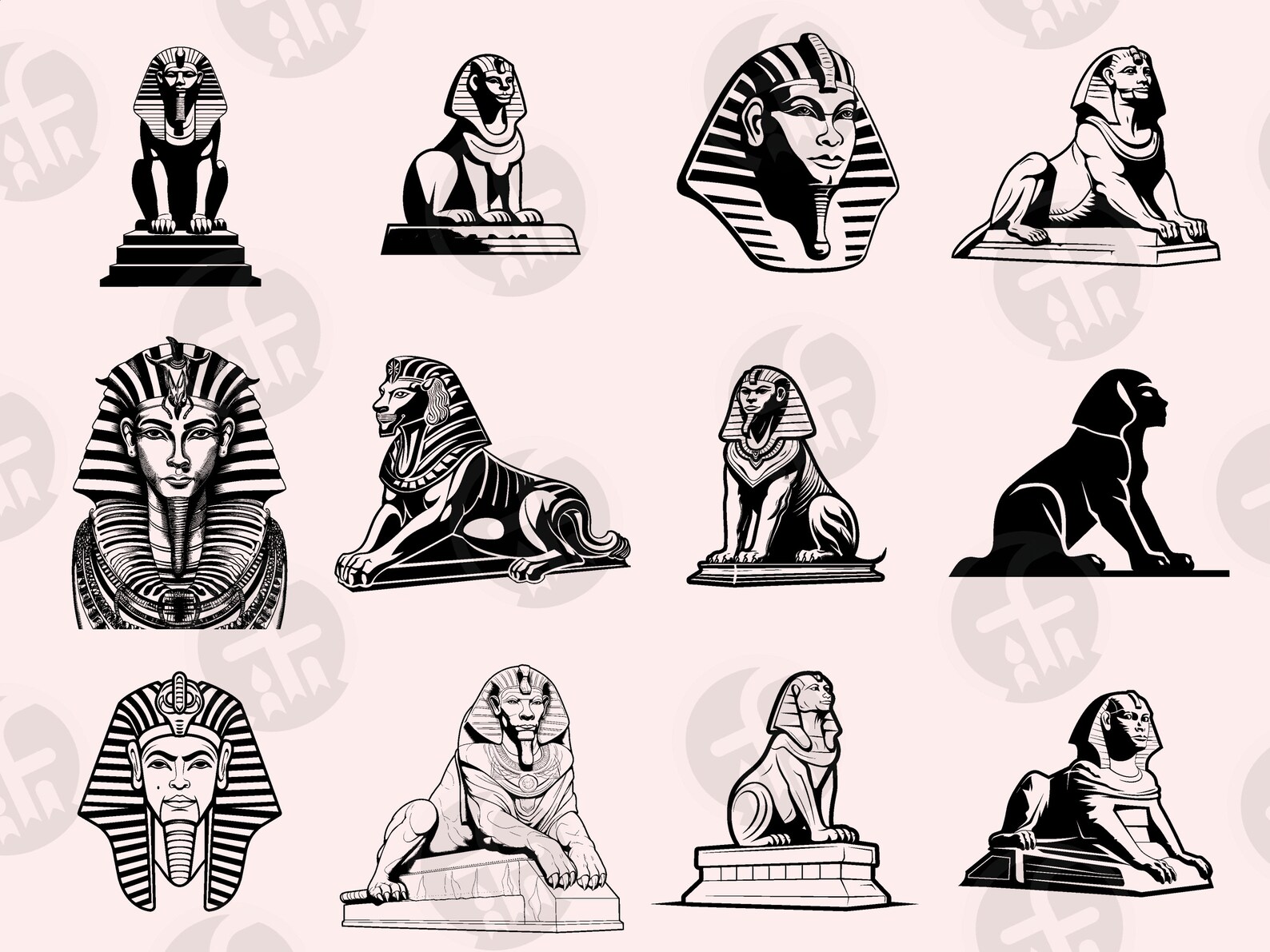 Egyptian Sphinx SVG Clipart Bundle – 84 Unique Designs (digital ...