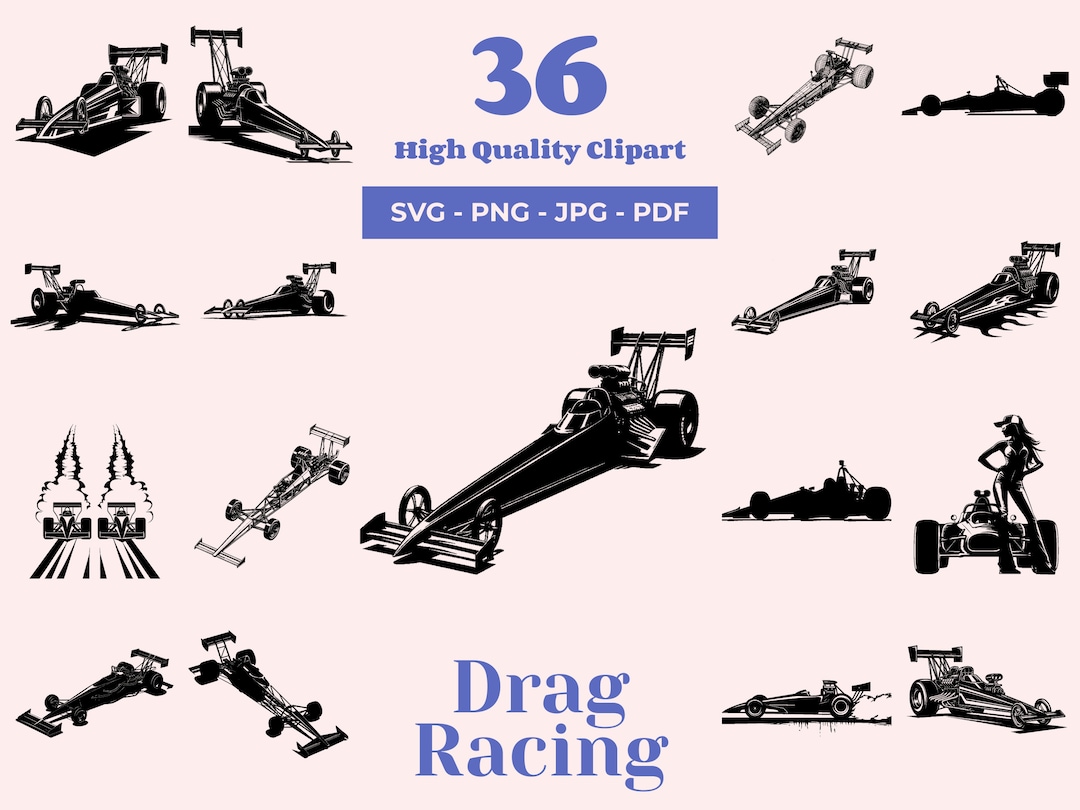 Drag Racing SVG Bundle: 36 Top Fuel Dragster Designs (digital Download ...