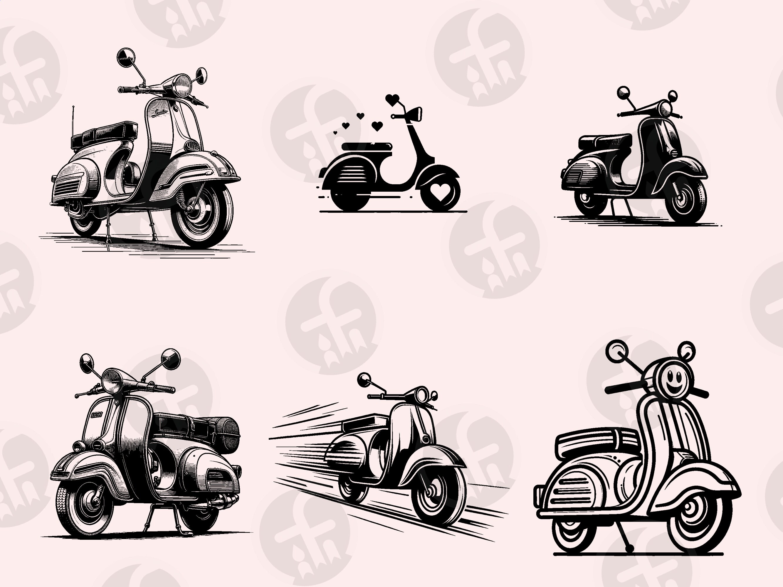 Scooter SVG Clipart Bundle: 54 Moped Designs for Cricut - Etsy