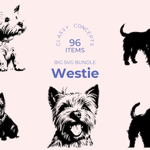 Westie SVG Bundle 96 Cut Files West Highland White Terrier Dog Art ...