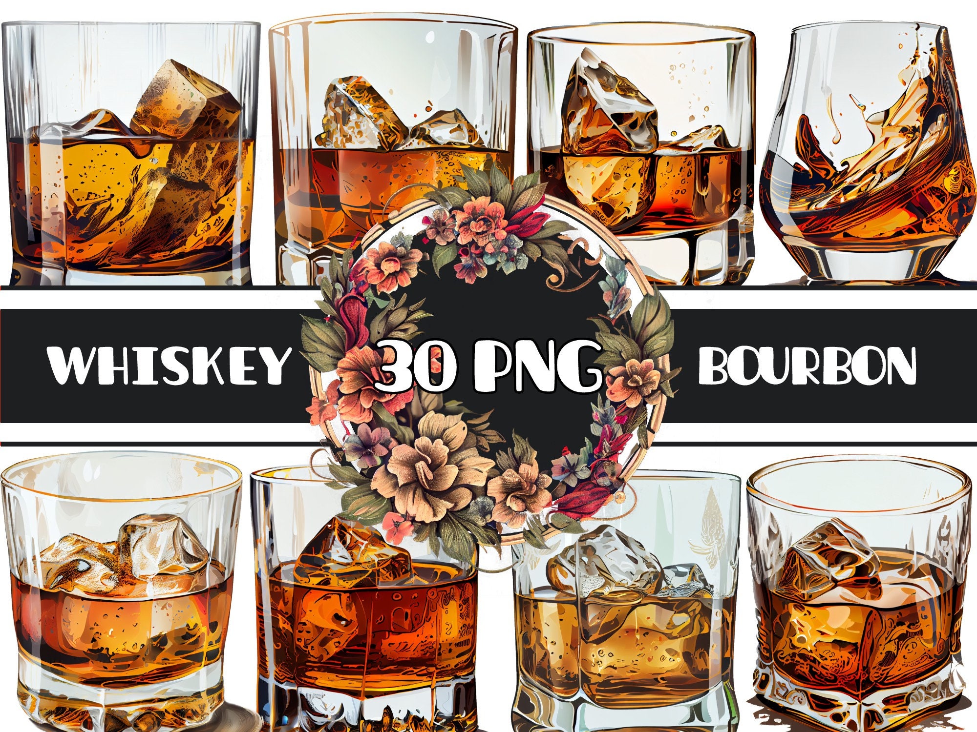 Whiskey Glasses PNG Bundle 30 Cozy Designs Bourbon Clipart - Etsy