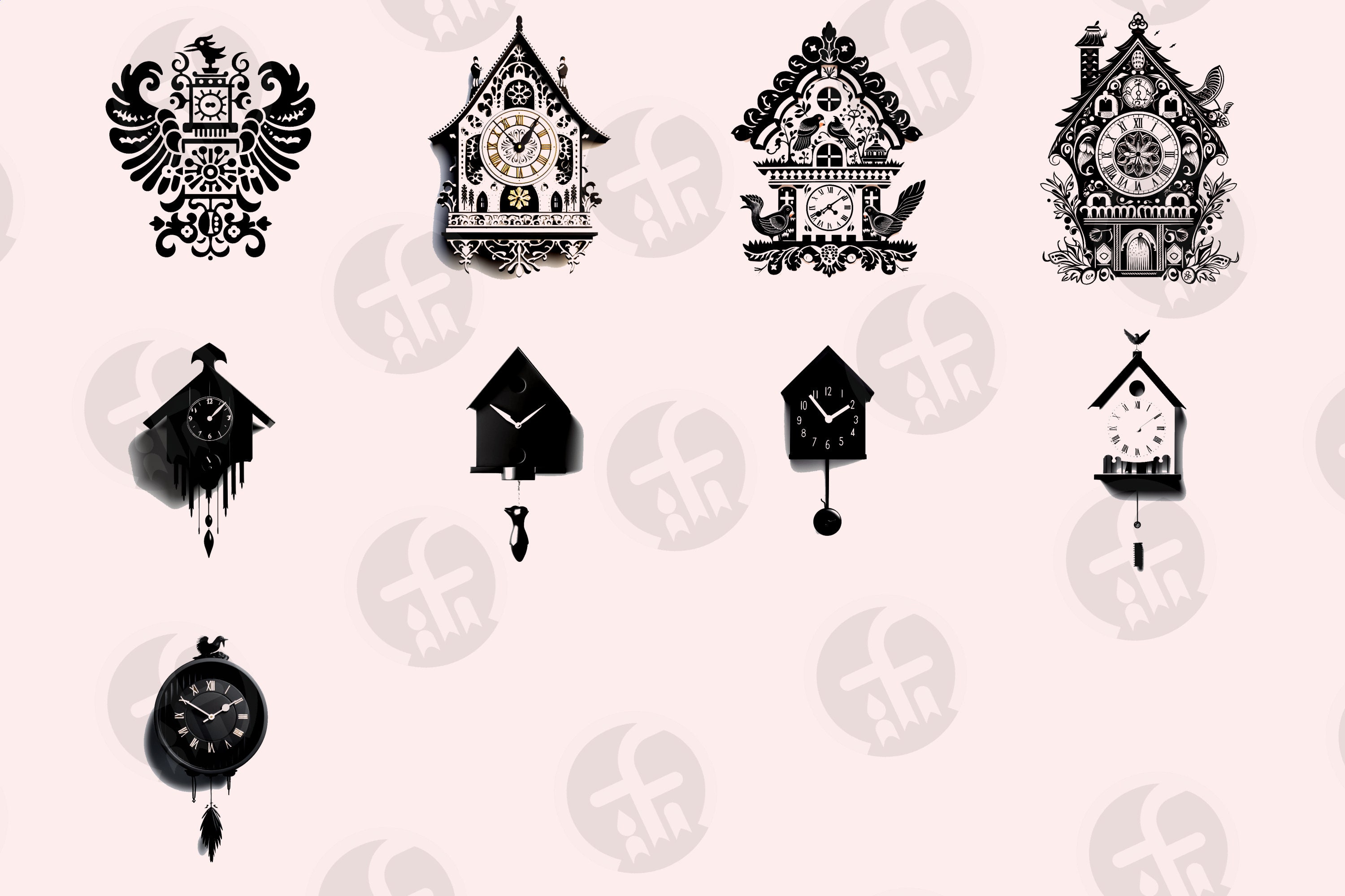 German Cuckoo Clock SVG Bundle 45 Cut Files Traditional - Etsy