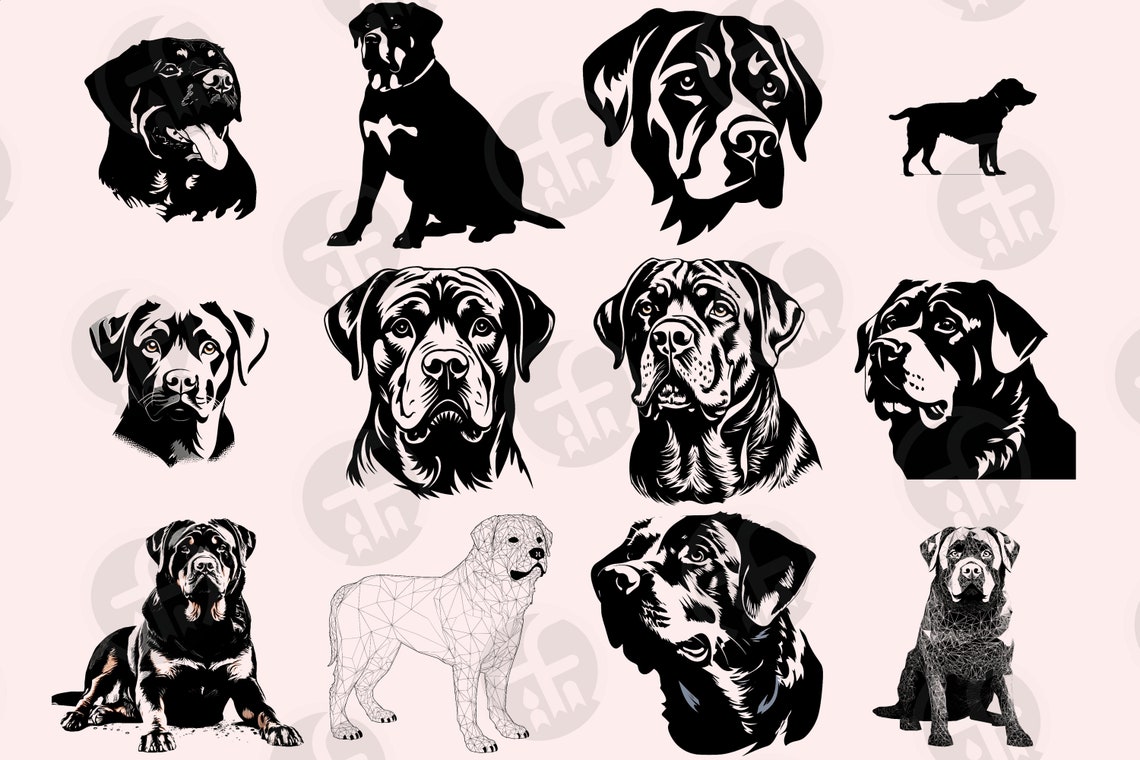 Rottweiler SVG Bundle - 80 Cut Files - Rottie Art - DIY Craft Projects ...