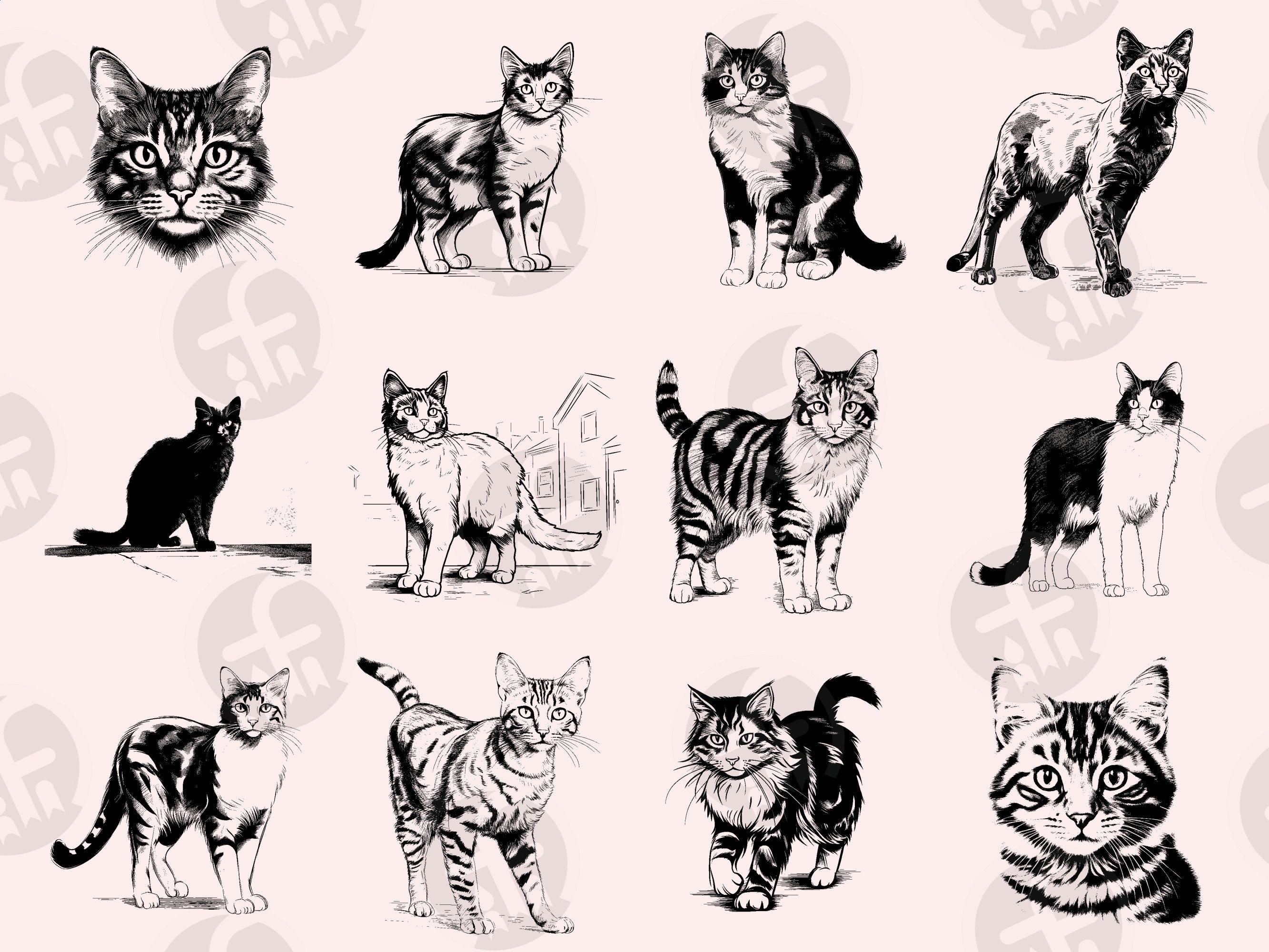 Stray Cat SVG Bundle: 96 Feral Cat Art Designs (digital Download) - Etsy