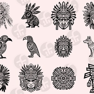 Aztec SVG Bundle 96 Unique Designs Ancient Mesoamerican Art Sublimation ...
