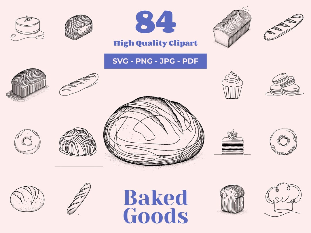 Baked Goods SVG Bundle - 84 Cut Files - Kitchen Decor - Baking SVG ...