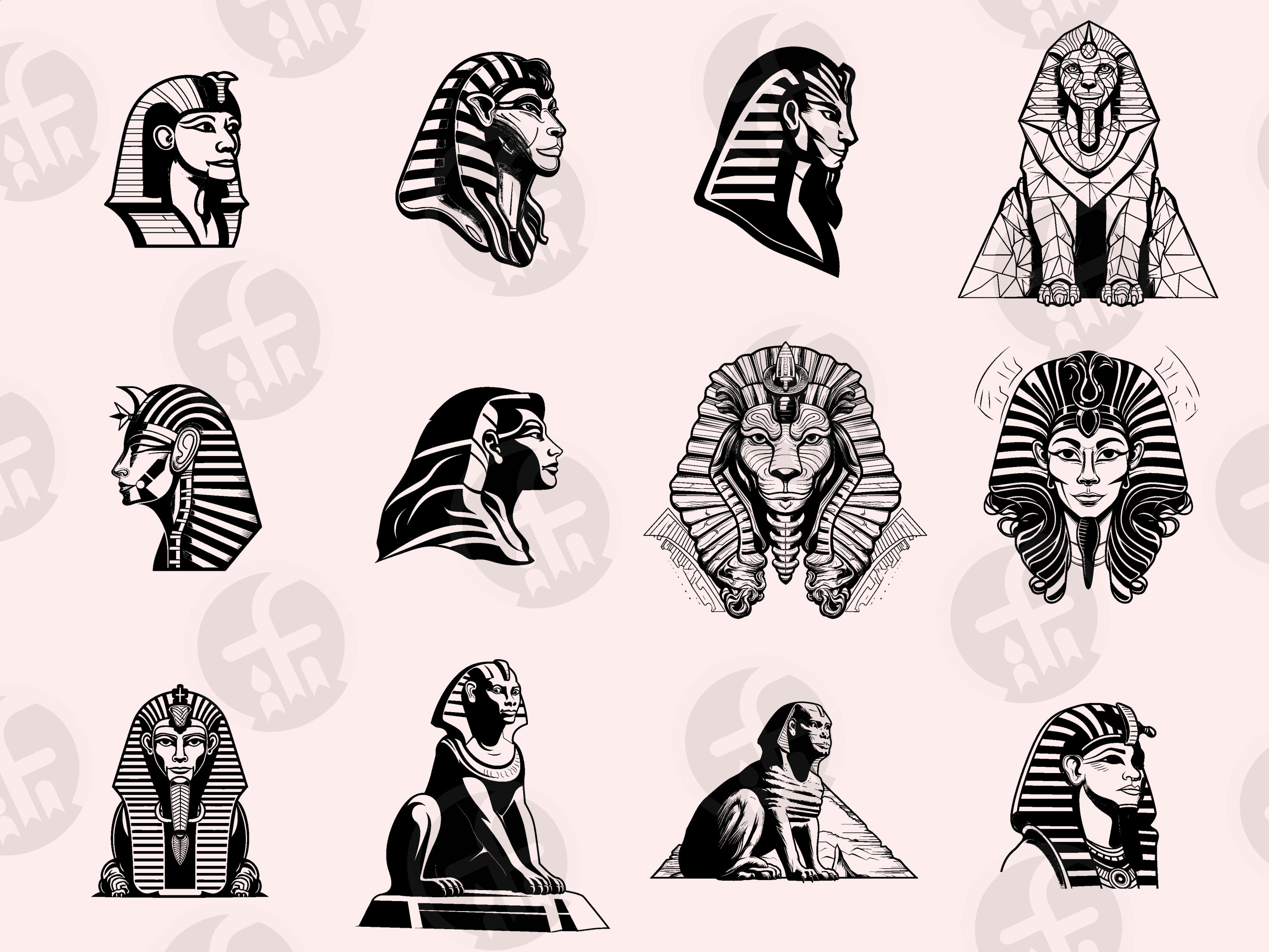 Egyptian Sphinx SVG Clipart Bundle – 84 Unique Designs (digital ...