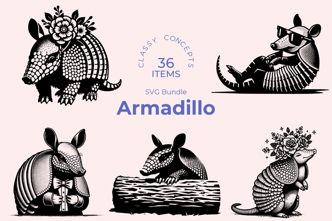 Armadillo SVG Bundle 96 Cut Files Designs for Laser Cutting, Cricut, and Sublimation Texas Dillo ...