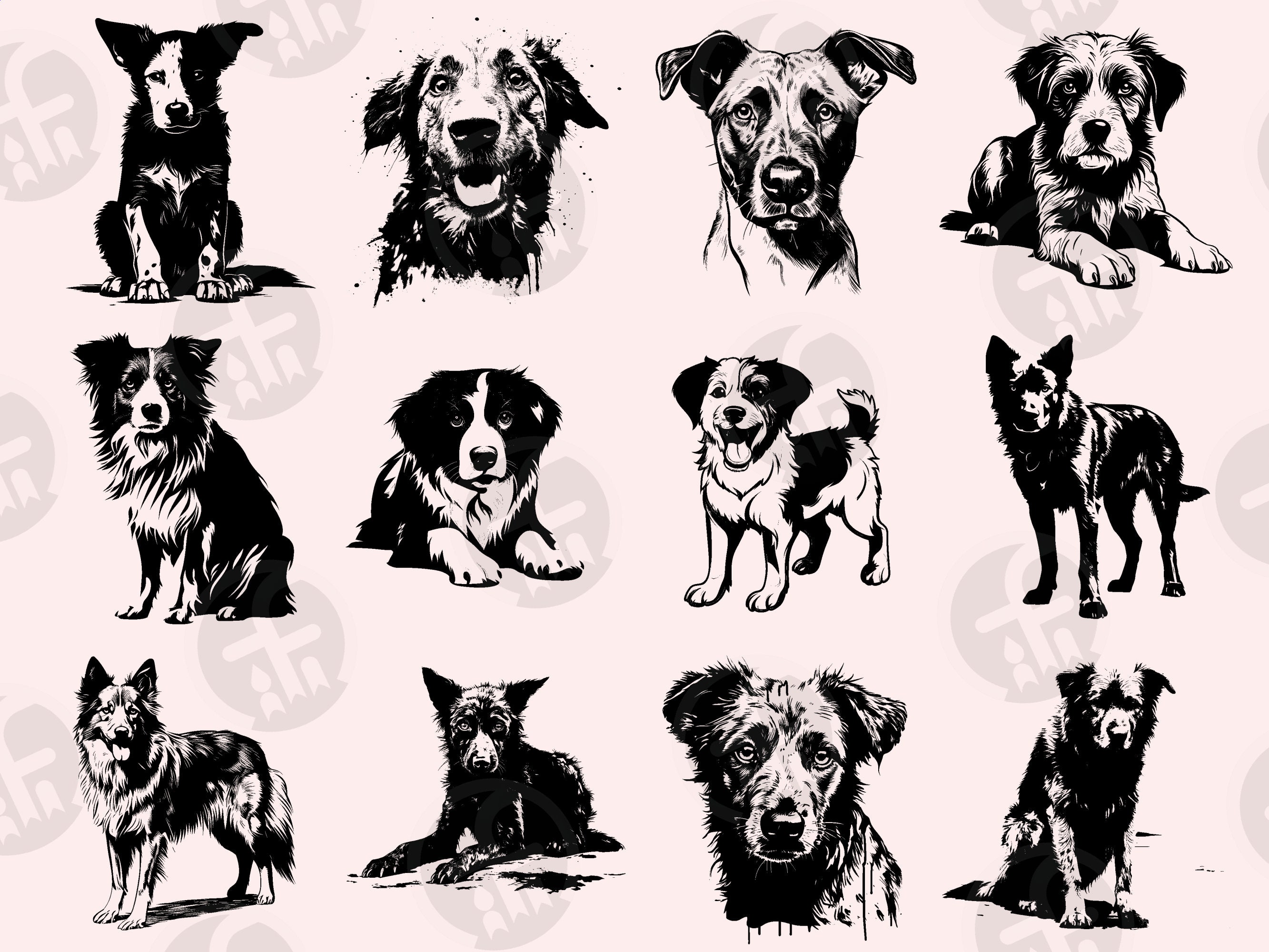 Stray Dog SVG Bundle: 96 Mutt Illustrations (digital Download) - Etsy