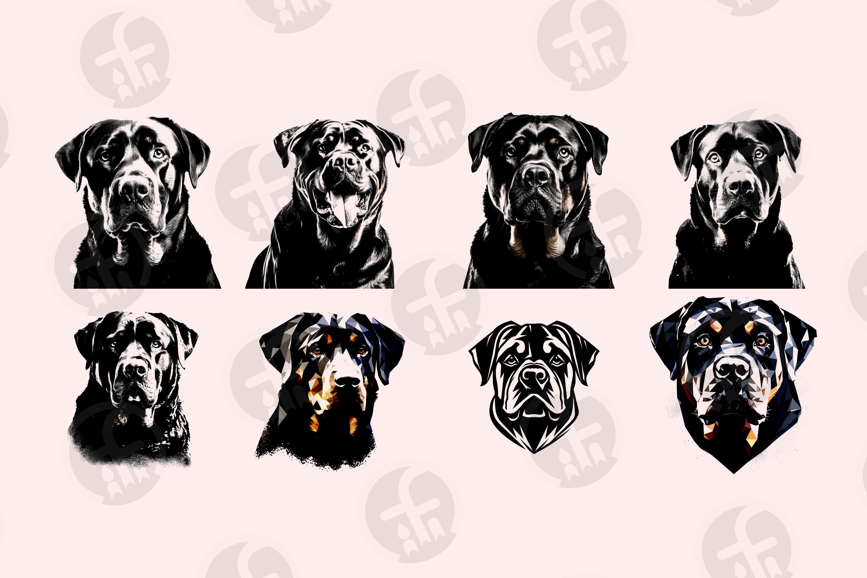 Rottweiler SVG Bundle - 80 Cut Files - Rottie Art - DIY Craft Projects ...