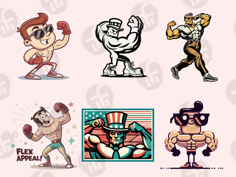Vintage Muscle Men Clipart: Retro Bodybuilding SVG PNG (36 Designs) - Etsy