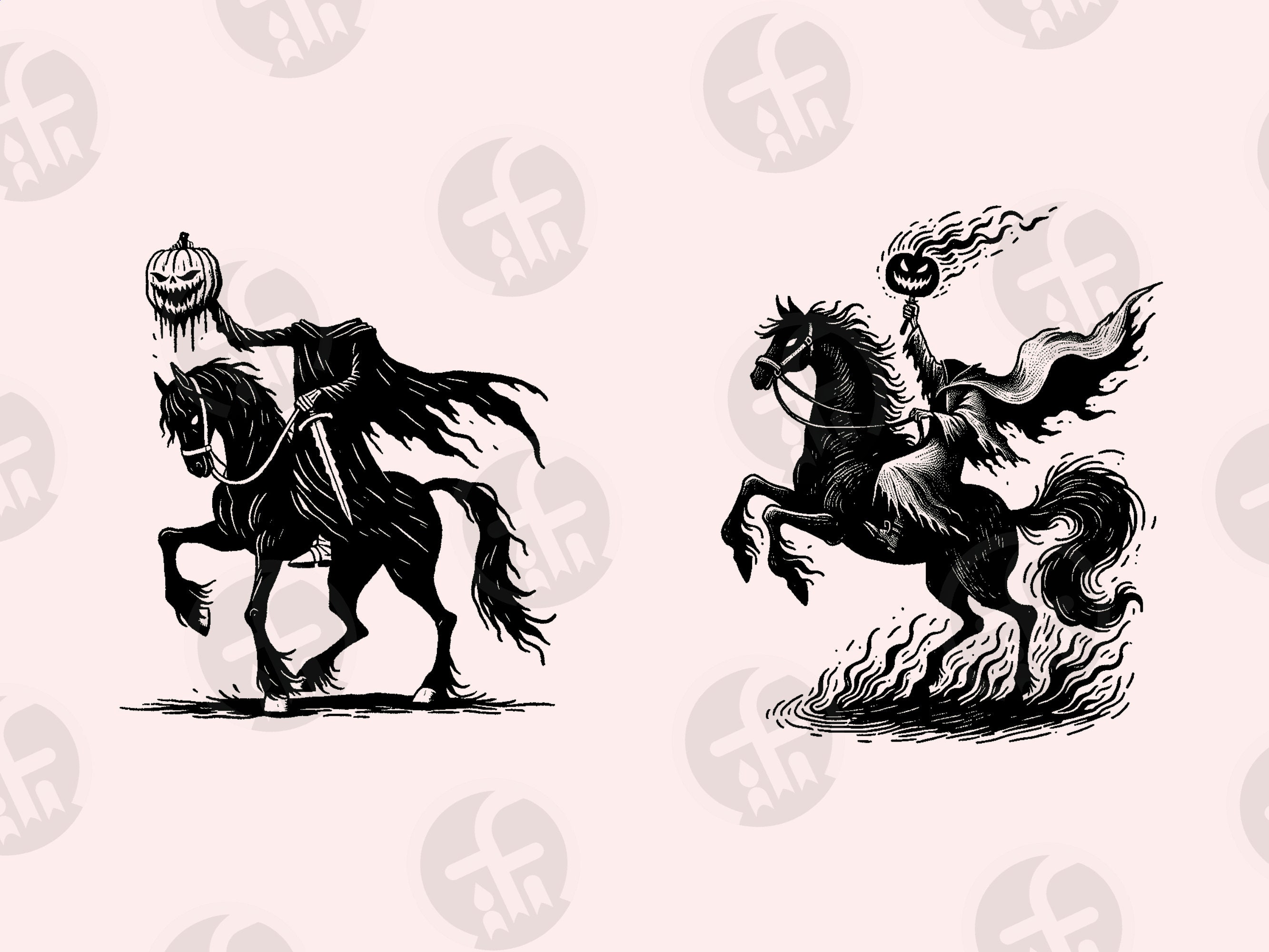 Headless Horseman SVG Bundle: Halloween Clipart, Laser Cut Files ...