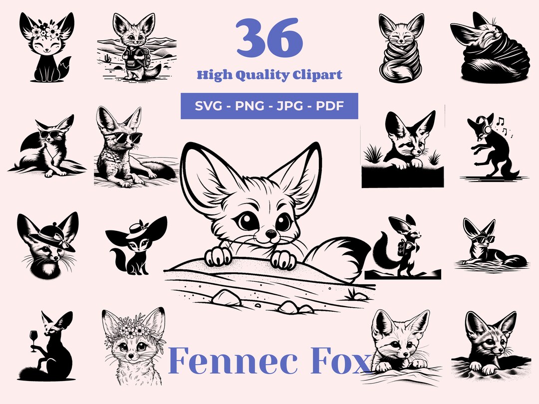 Fennec Fox SVG Bundle 36 Cut Files Desert Fox Designs for Laser Cutting ...