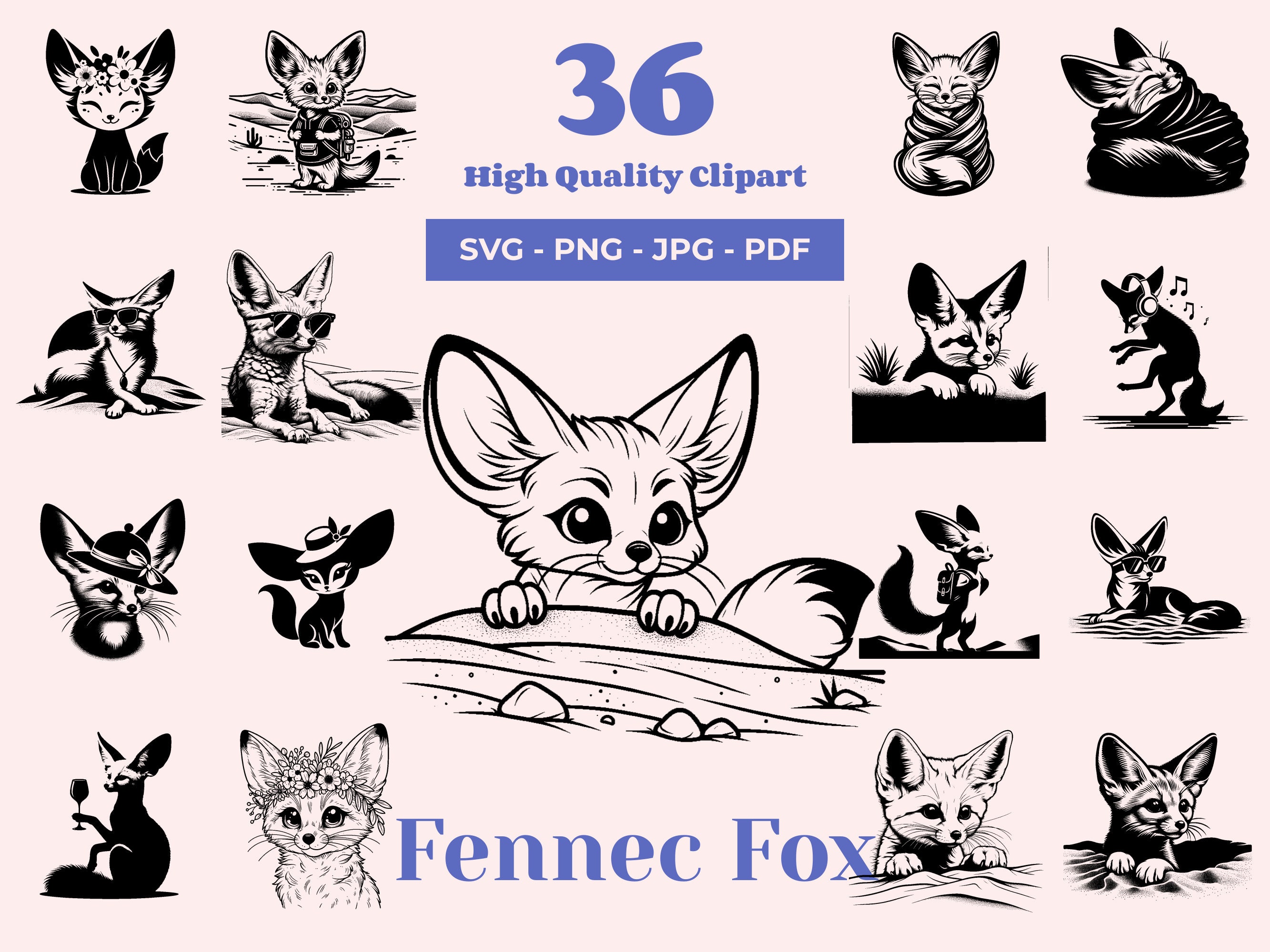 Fennec Fox SVG Bundle: 36 Desert Fox Designs (digital Download) - Etsy